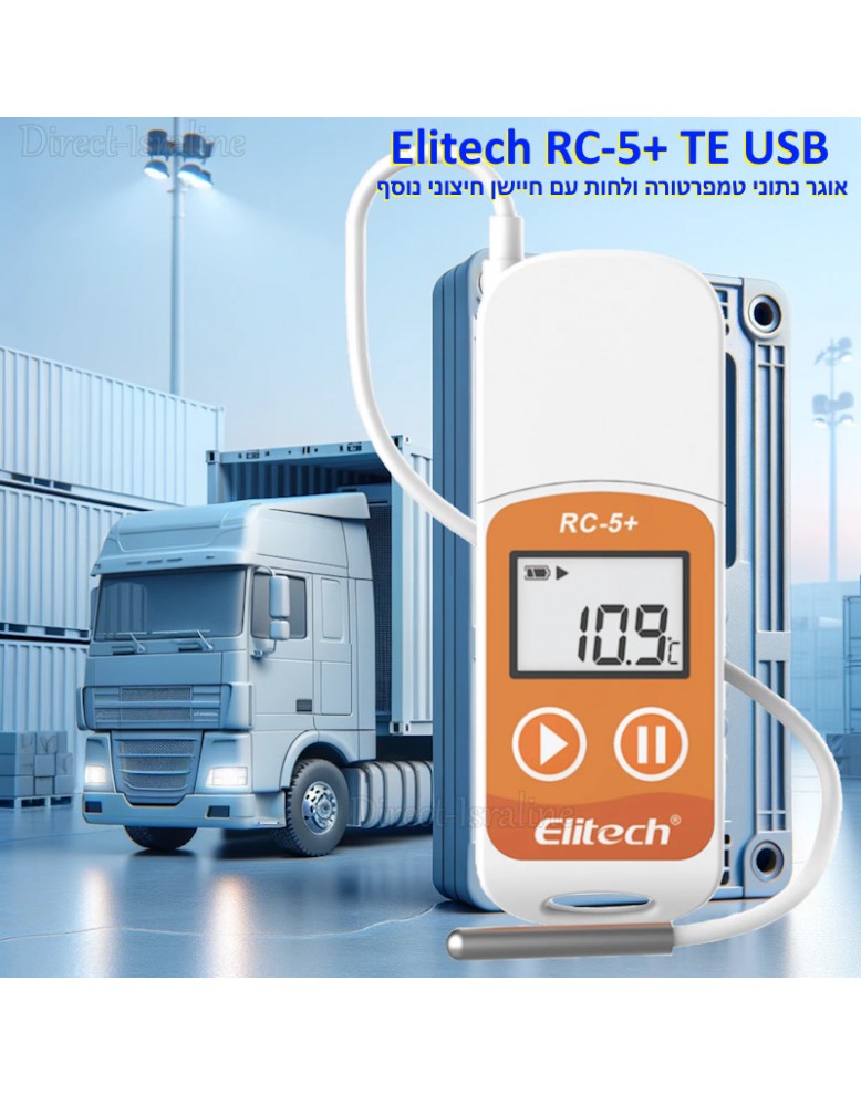 מתנה + Elitech RC-5+ TE USB Temperature and Humidity Data Logger אוגר ...